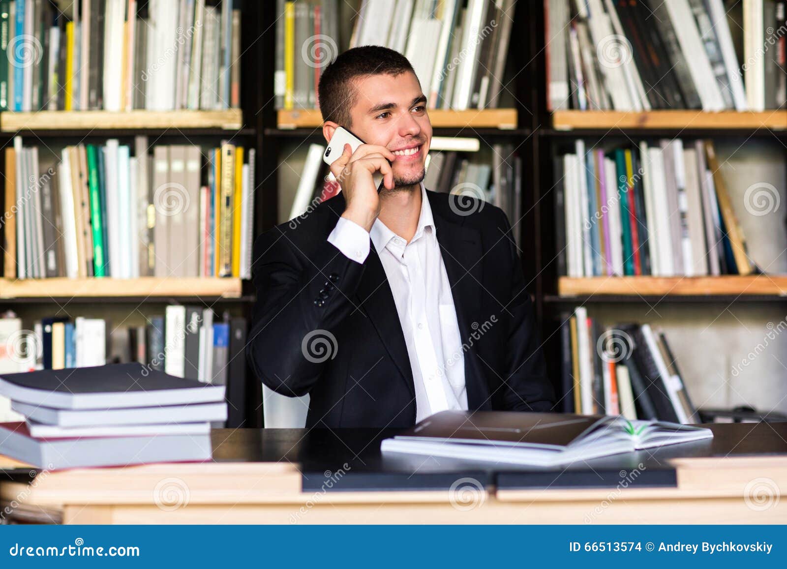 Student Talking on the Phone in the Library Stock Photo - Image of ...