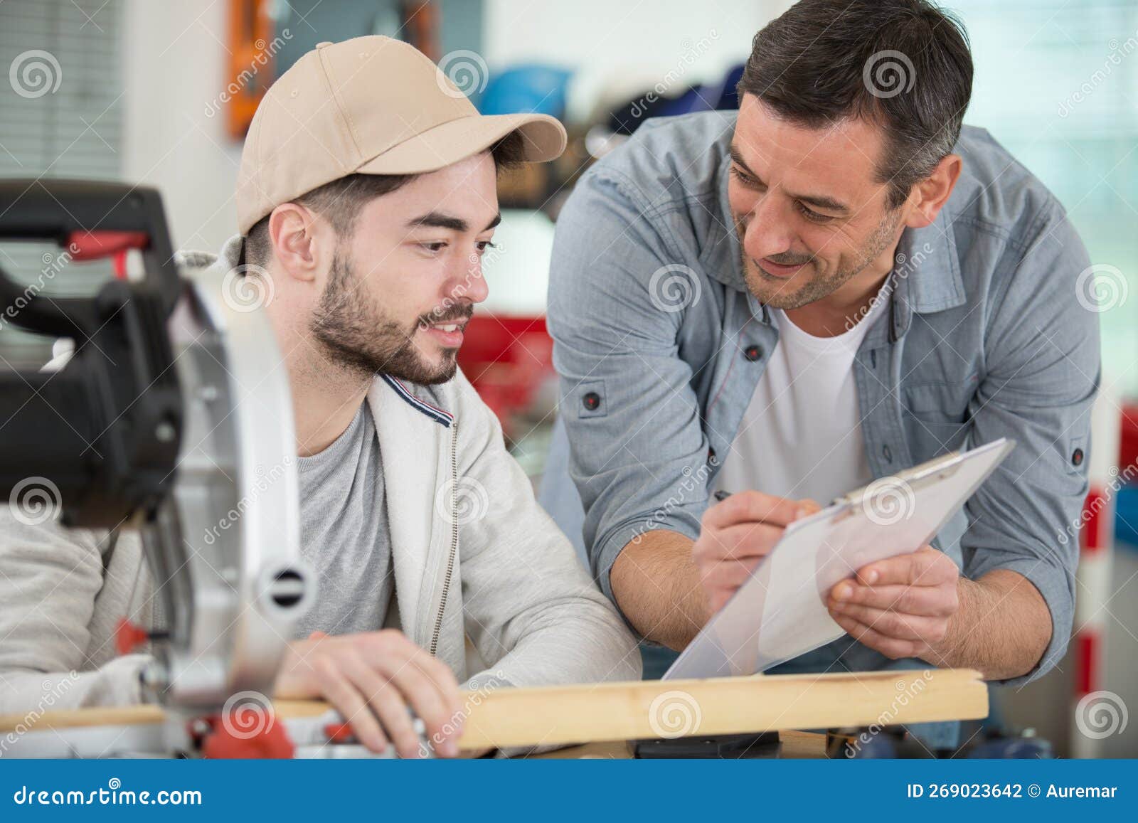 Student and Teacher in Carpentry Class Stock Photo - Image of ...