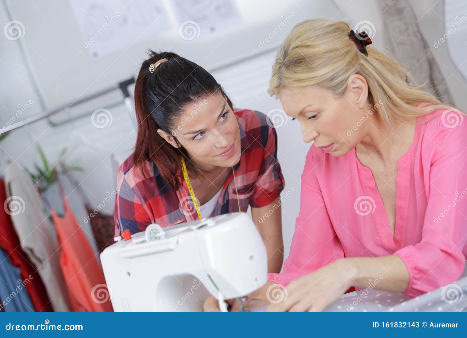Student with Teacher in Dressmaking Class Stock Image - Image of ...