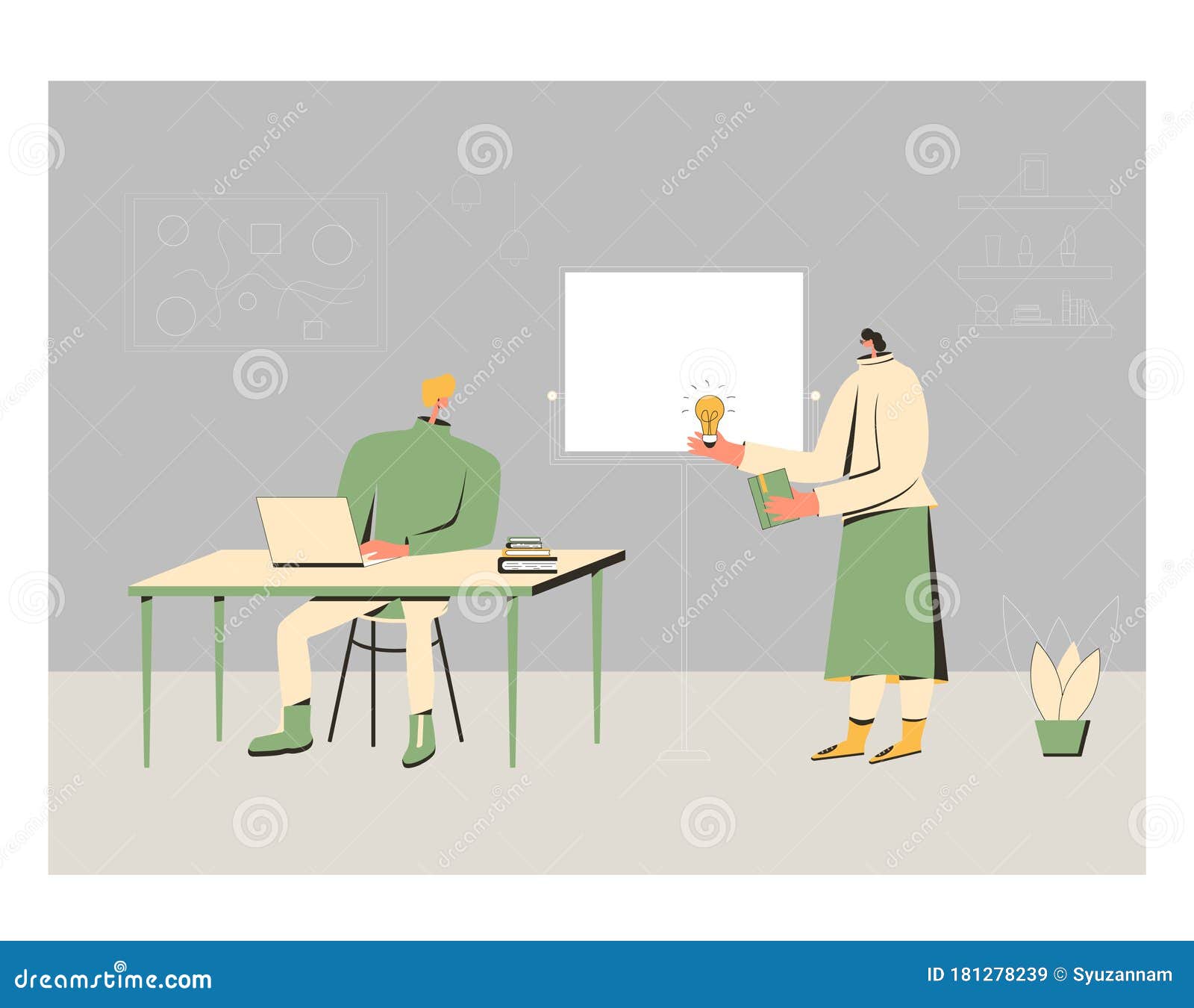 Student and Teacher at the Individual Class Stock Vector - Illustration ...