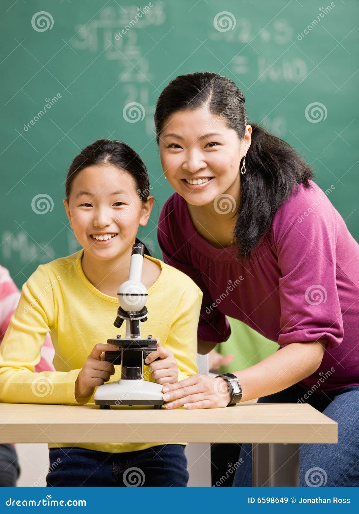 Student And Teacher With Microscope Royalty-Free Stock Photography ...