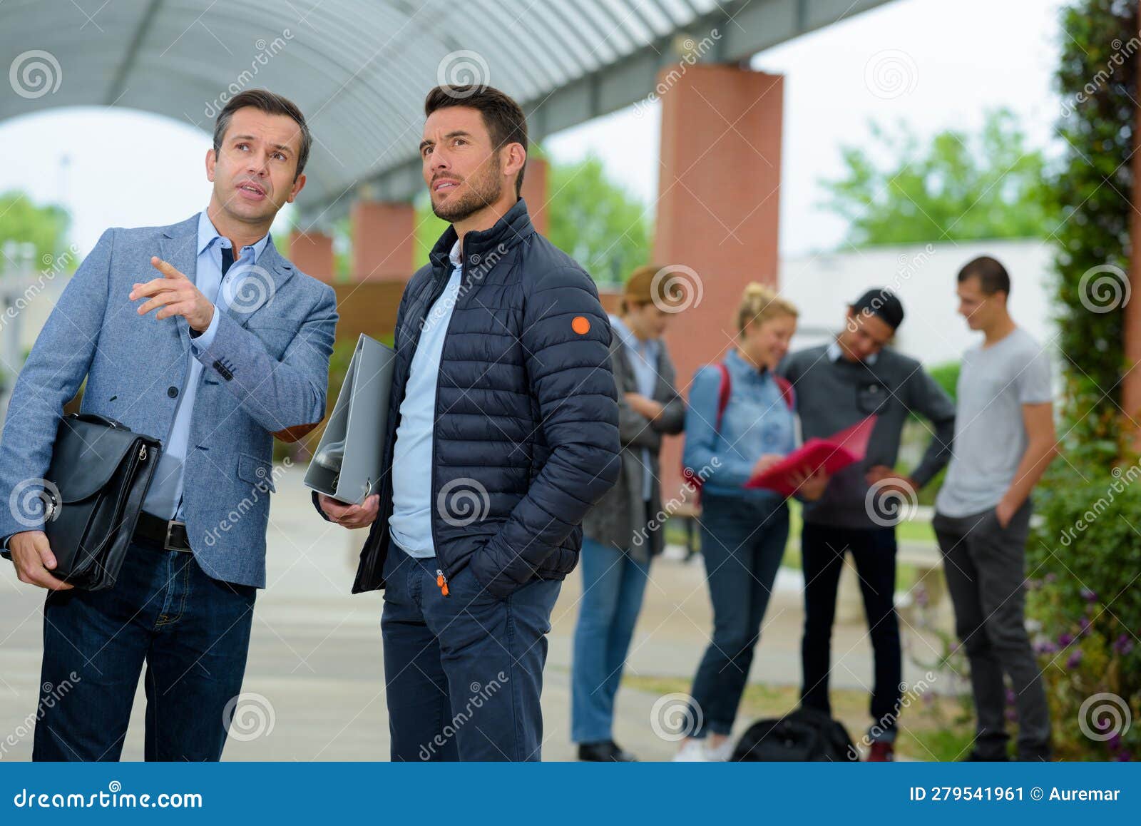 Student and Teacher Outside Classroom Stock Image - Image of education ...