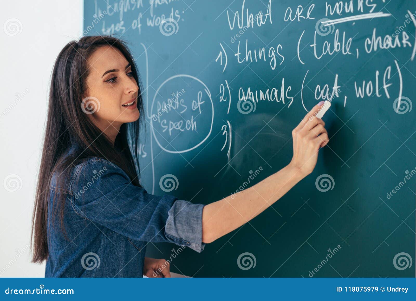 Student or Teacher Standing in Front of the Class Blackboard Stock ...