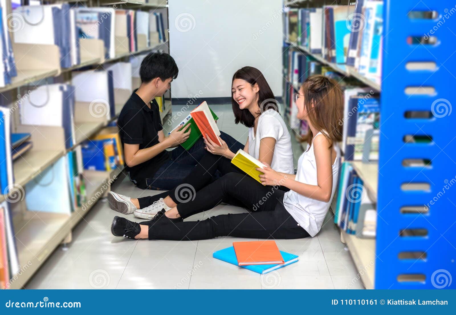 Student Teenage Group Reading Book Stock Image - Image of read ...