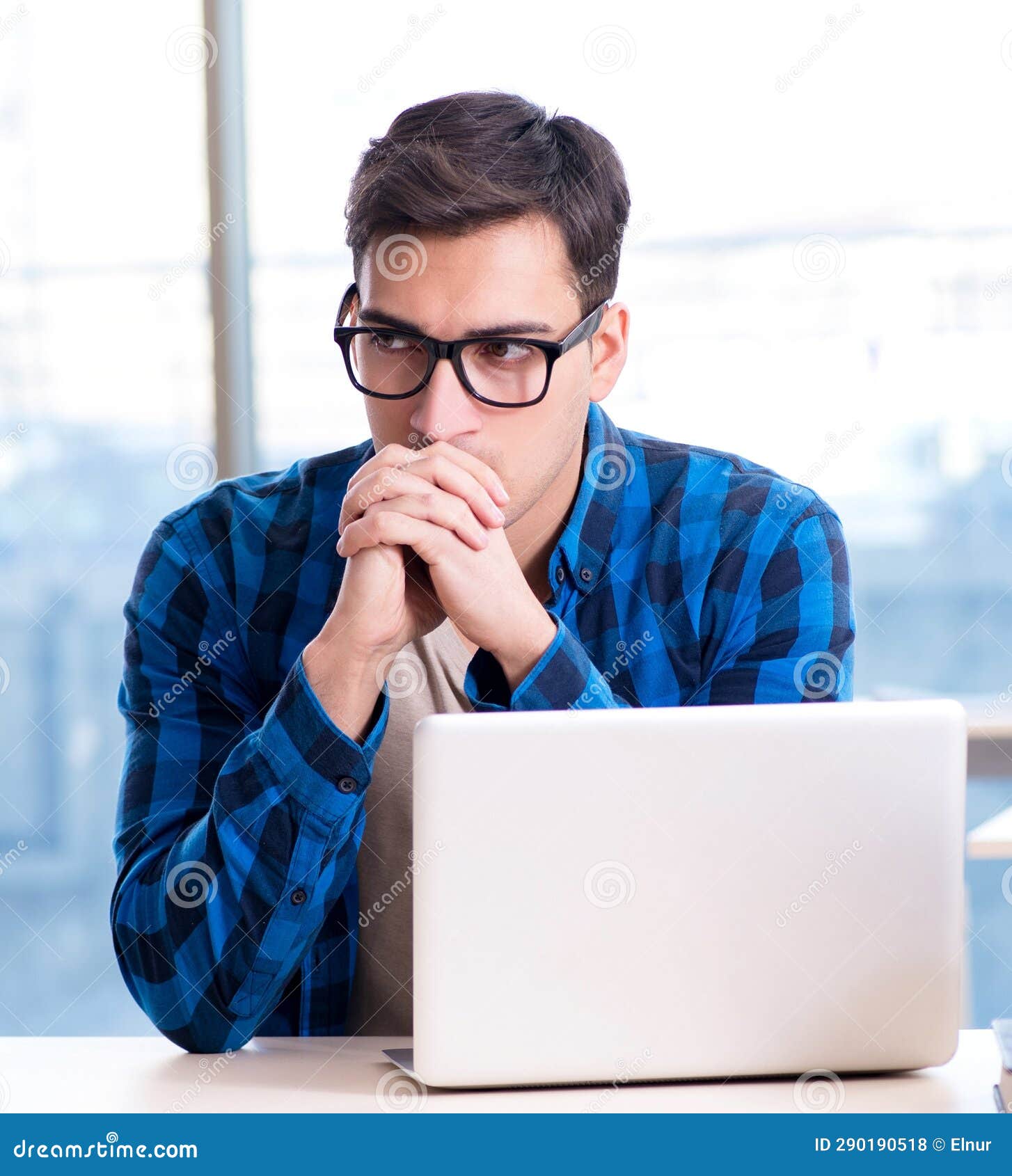 Student in Telelearning Distance Learning Concept Reading in Lib Stock ...