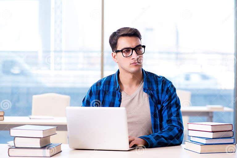 Student in Telelearning Distance Learning Concept Reading in Lib Stock ...