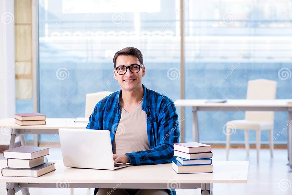 Student in Telelearning Distance Learning Concept Reading in Lib Stock ...
