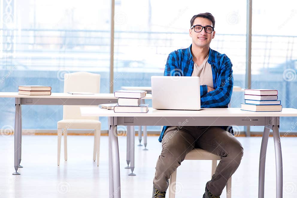 Student in Telelearning Distance Learning Concept Reading in Lib Stock ...