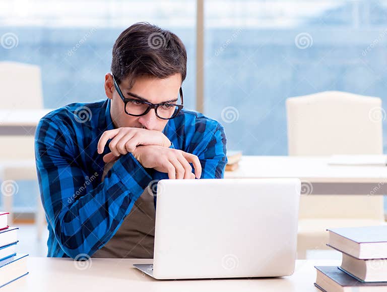Student in Telelearning Distance Learning Concept Reading in Lib Stock ...
