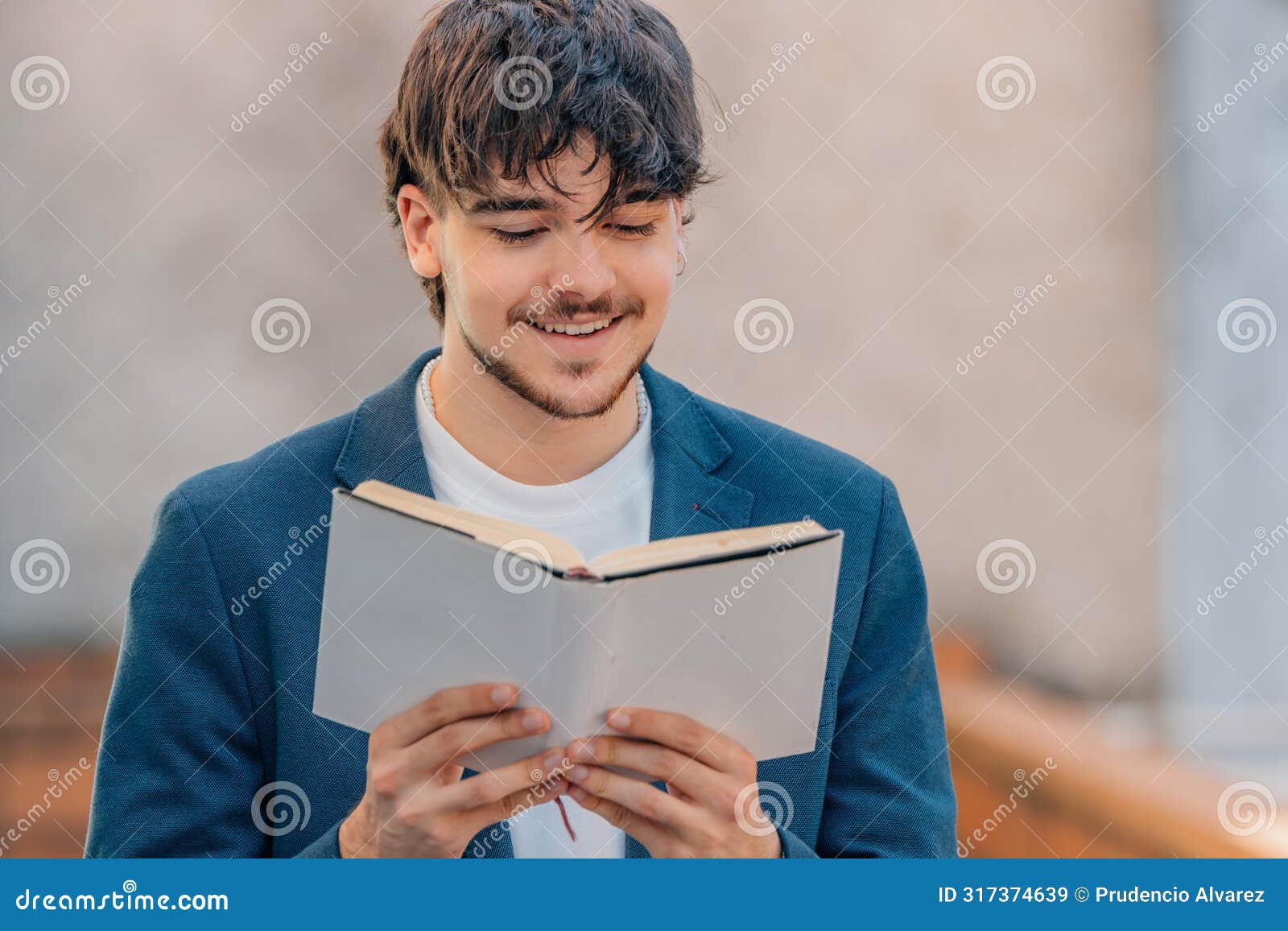 Student with Textbook Reading Stock Image - Image of campus, university ...