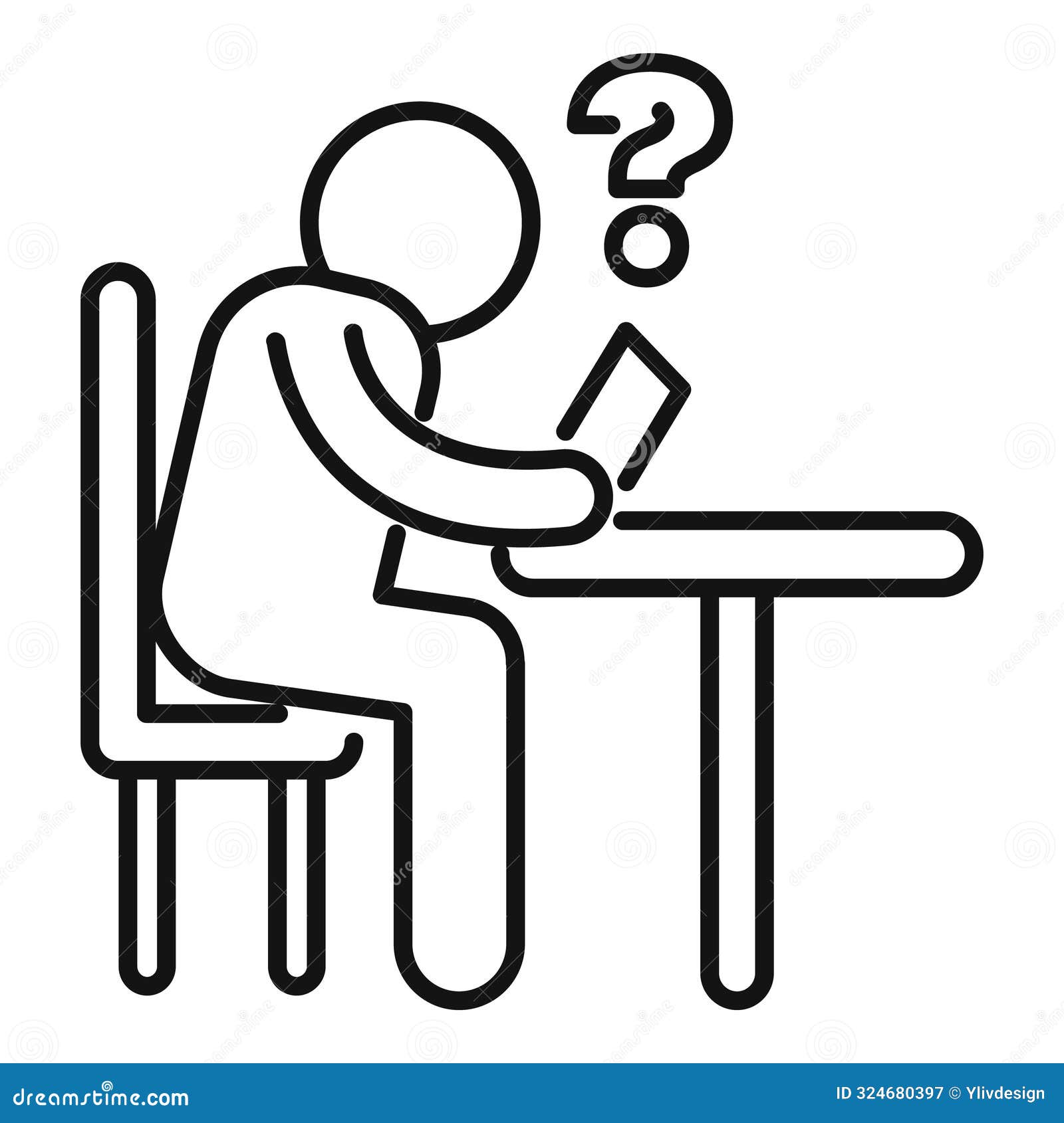 Student Thinking about Question Mark while Reading Book Stock ...