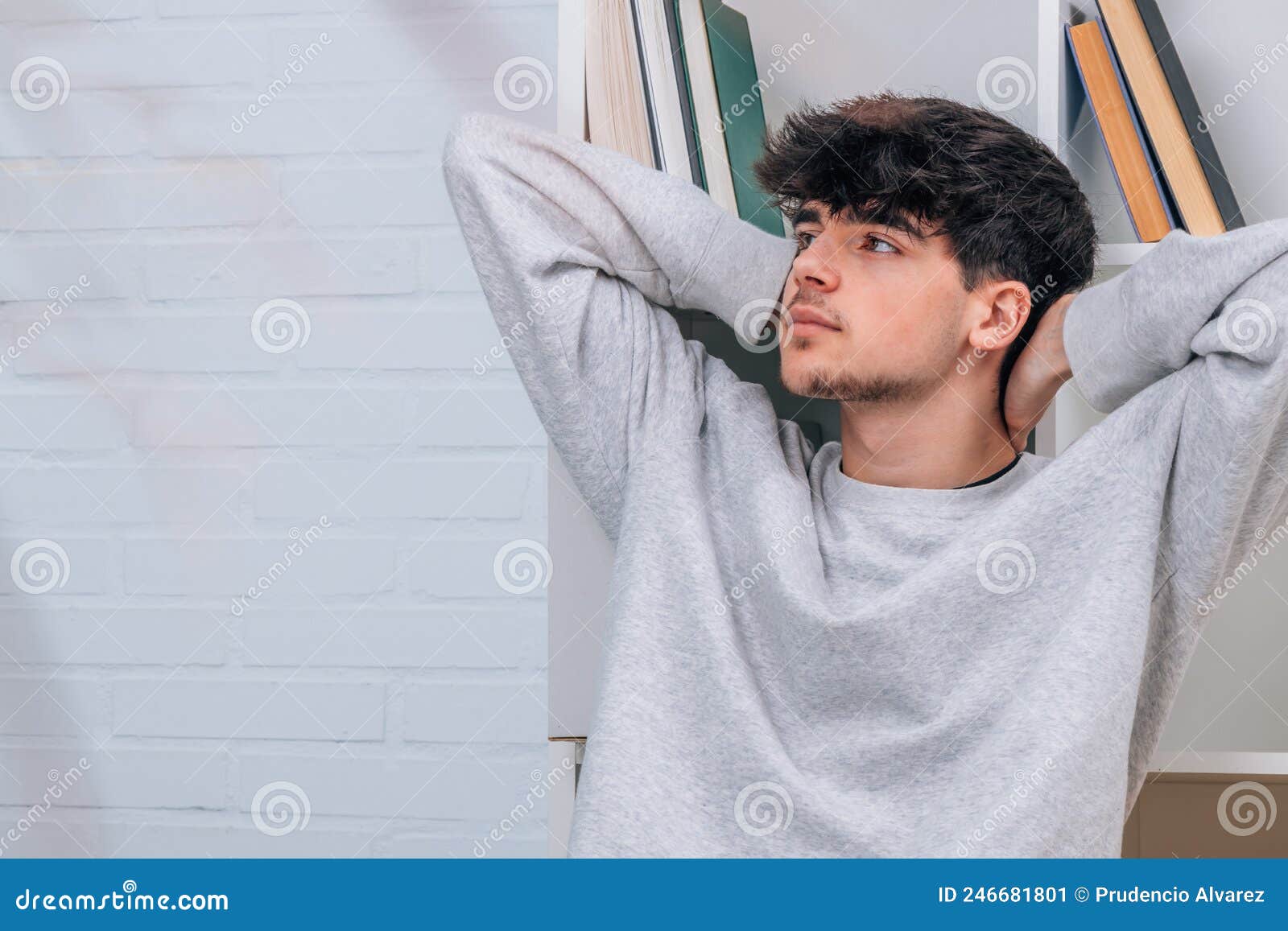 Student thinking relaxed stock image. Image of planning - 246681801