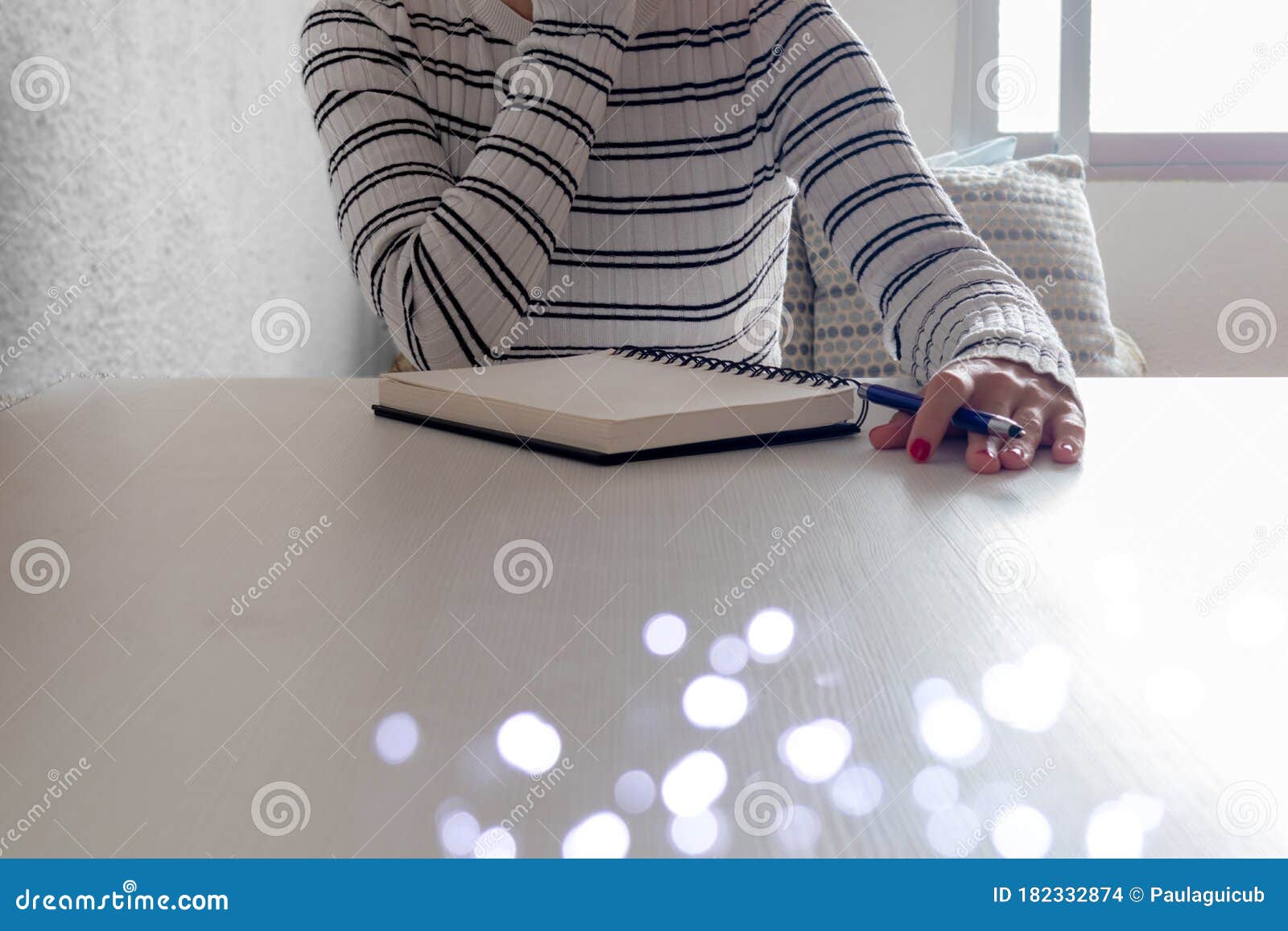 Student Thinking about Writing in a Blank Page of Notebook. Frustration ...