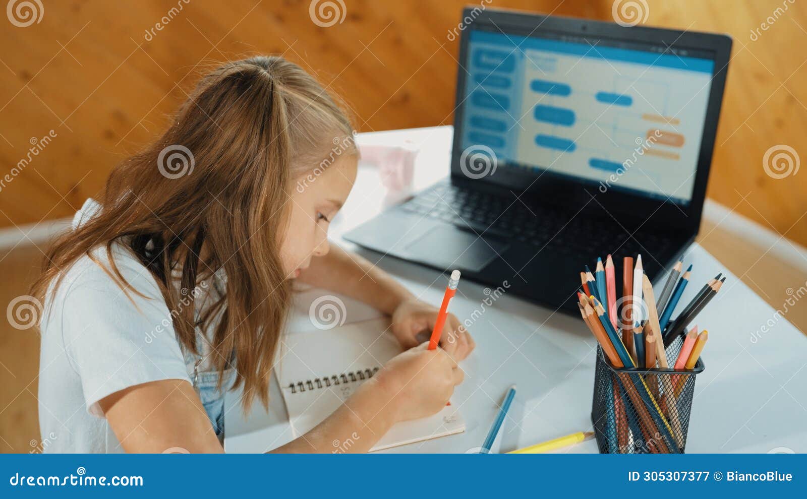 Student Thinking while Writing or Doing Homework by Using Laptop ...