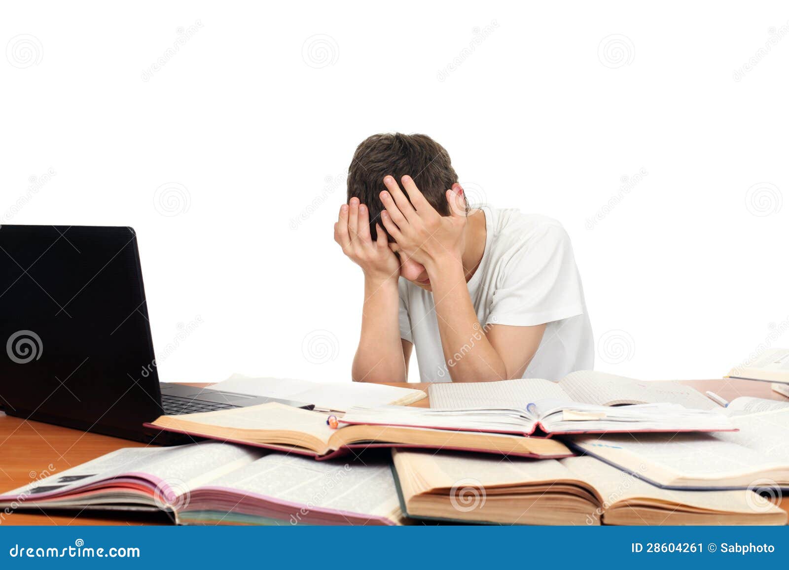 Student Tired stock image. Image of shame, table, front - 28604261