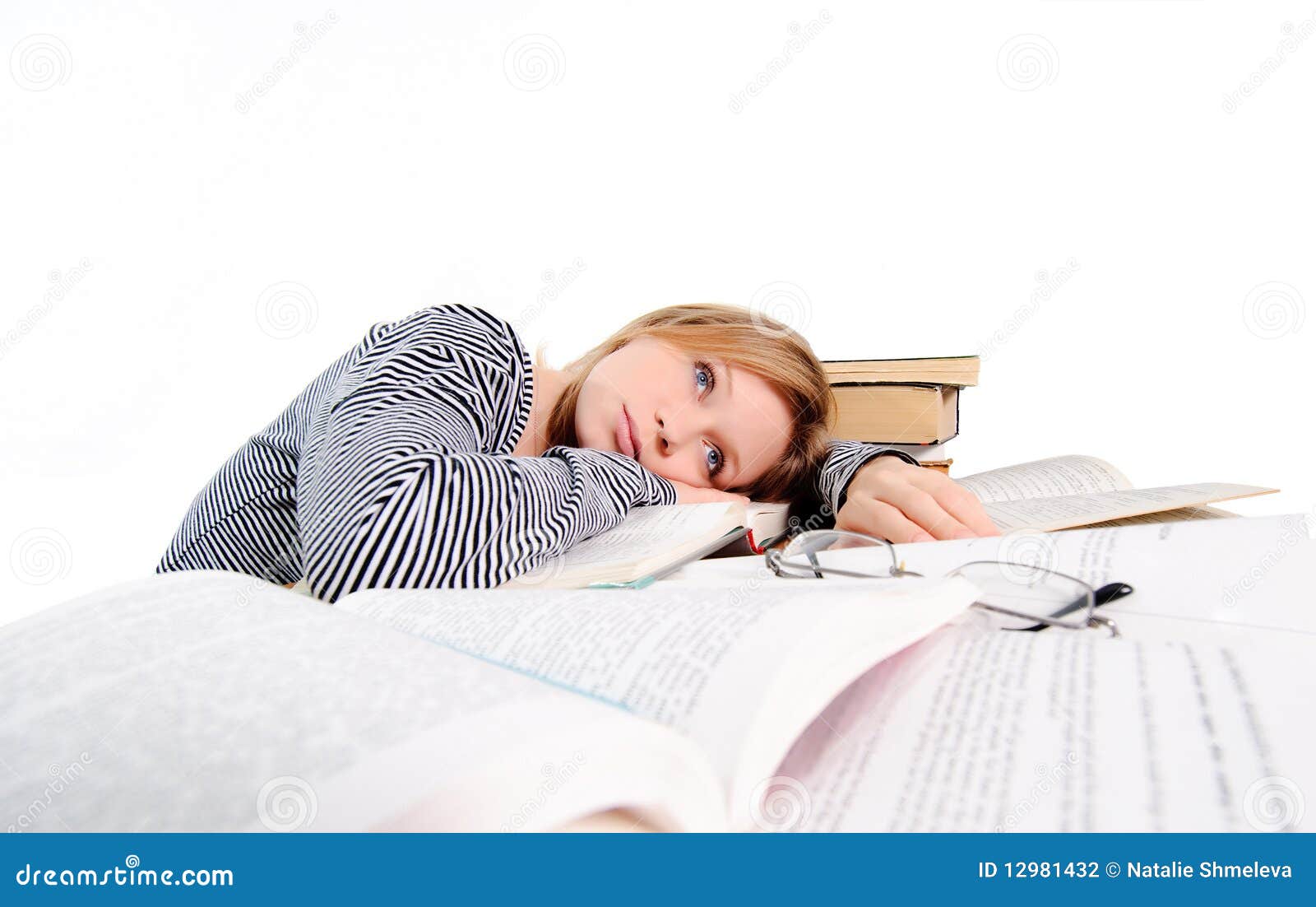 Student tired of studying stock photo. Image of girl - 12981432