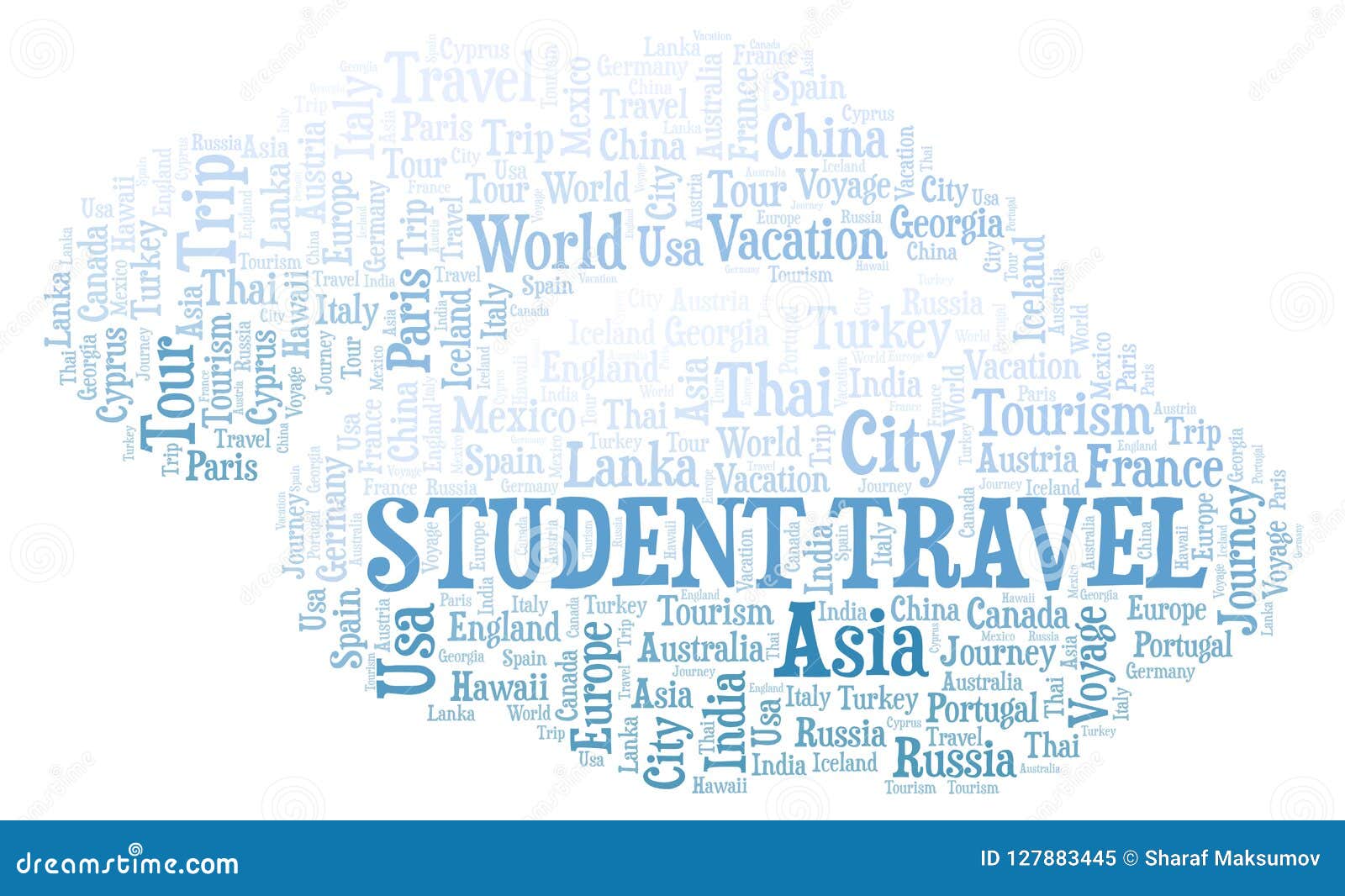 Student Travel word cloud. stock illustration. Illustration of white ...
