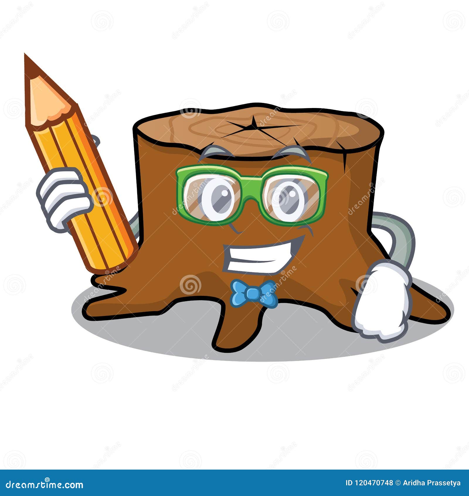 Student Tree Stump Character Cartoon Stock Vector - Illustration of ...