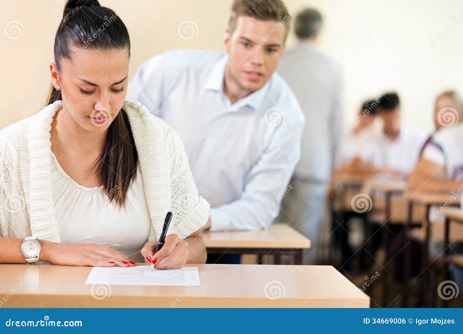 Student Trying To Cheat at Test Stock Photo - Image of paperwork, cheat ...