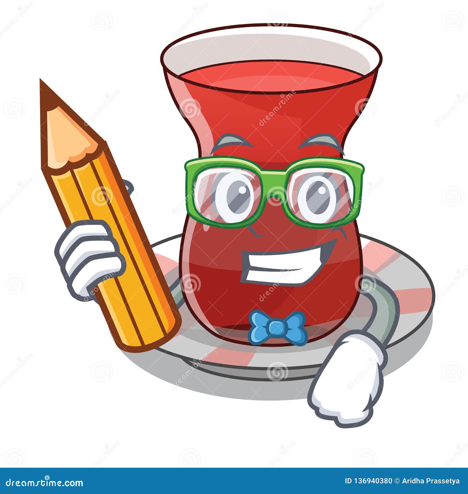 Student Turkish Tea in a Cartoon Glass Stock Vector - Illustration of ...