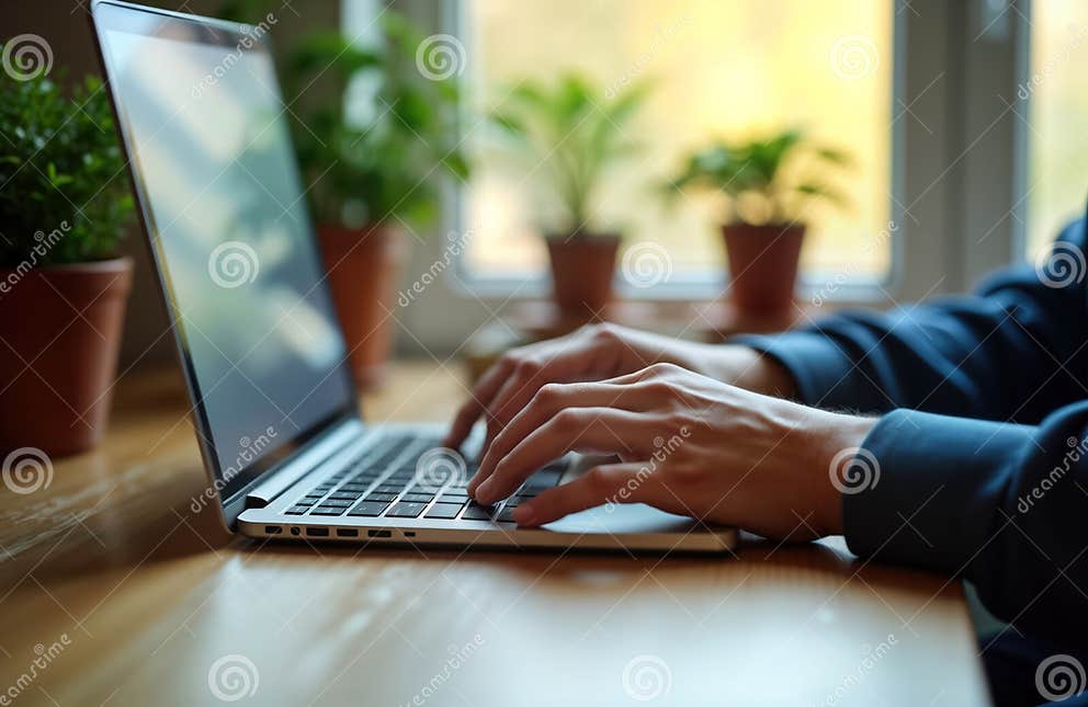 Student Types on Laptop. Close-up View of Hands Typing on Laptop ...