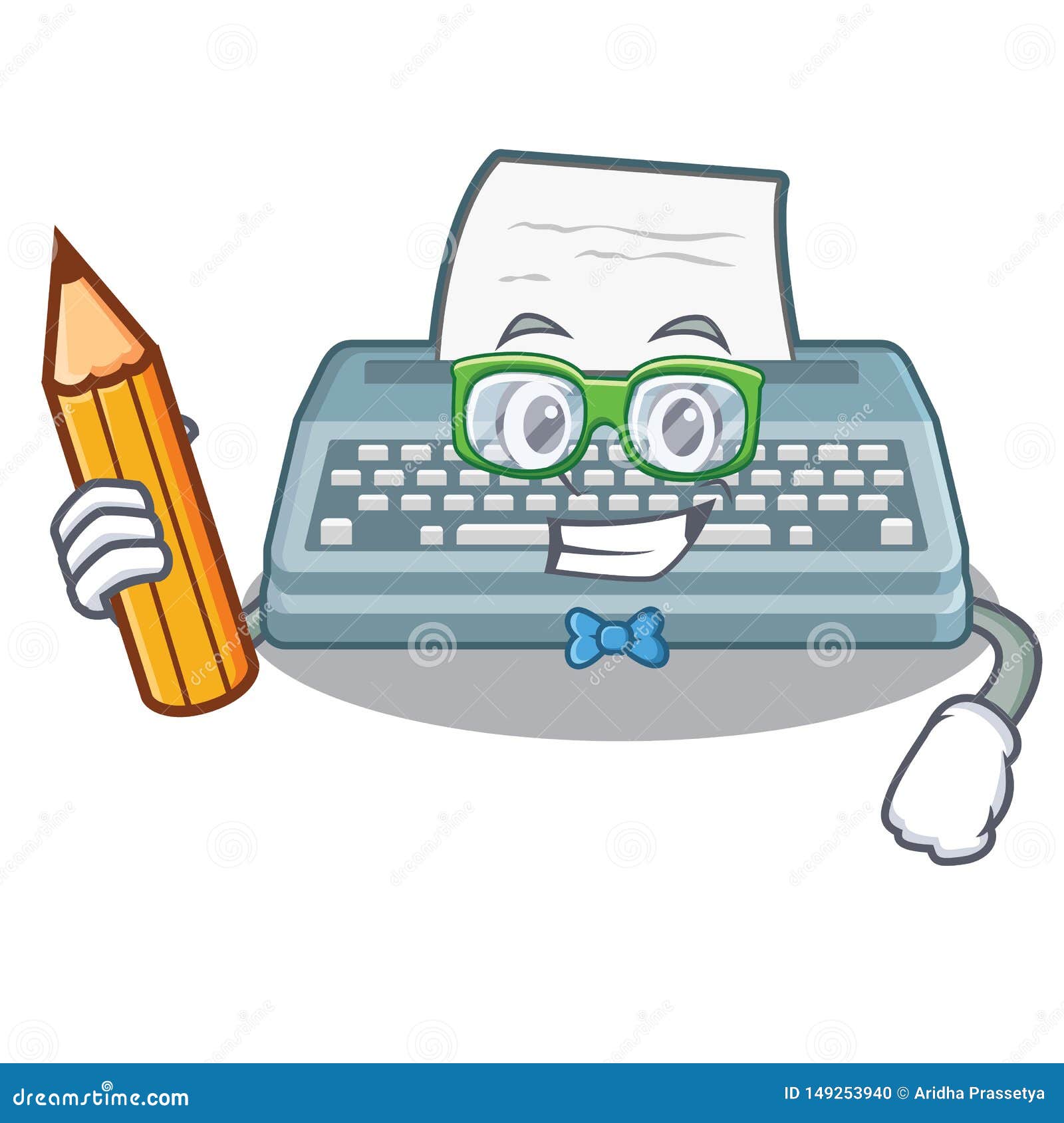 Student Typewriter Isolated with in the Cartoon Stock Vector ...