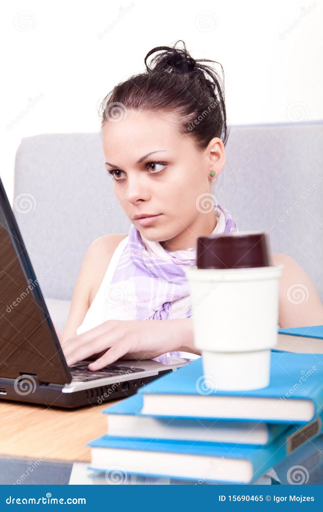 Student typing on laptop stock image. Image of person - 15690465