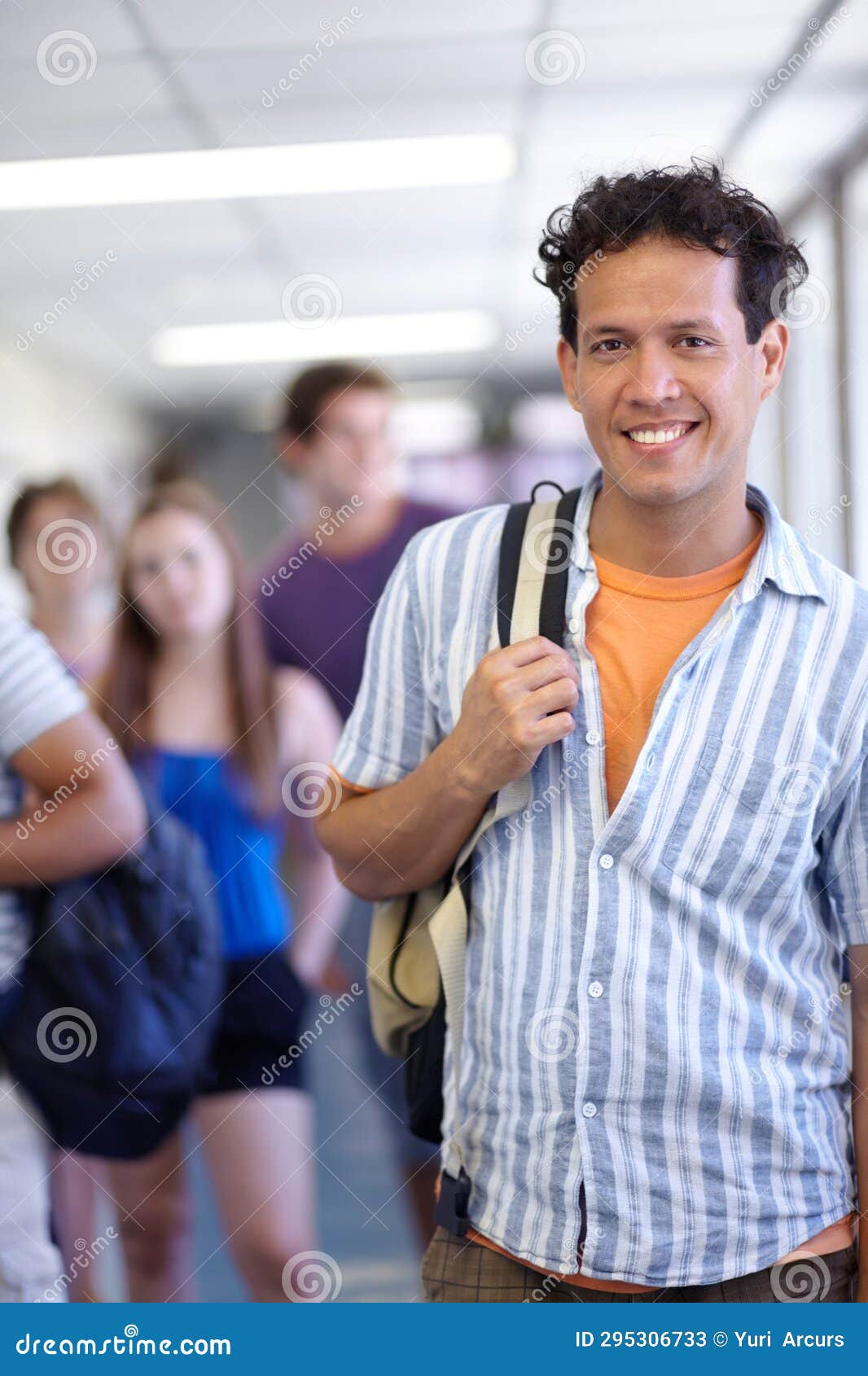 Student, University and Backpack in Corridor, Smile and Ready for Class ...