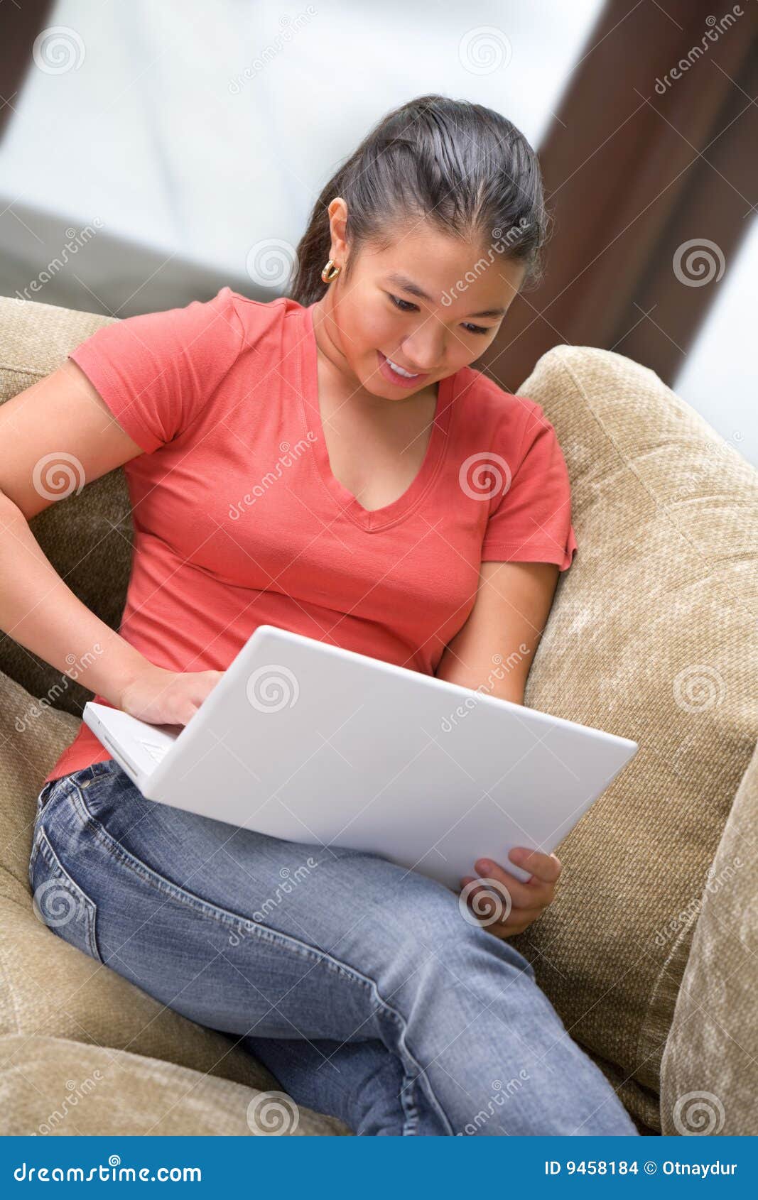 Student use laptop at home stock photo. Image of single - 9458184