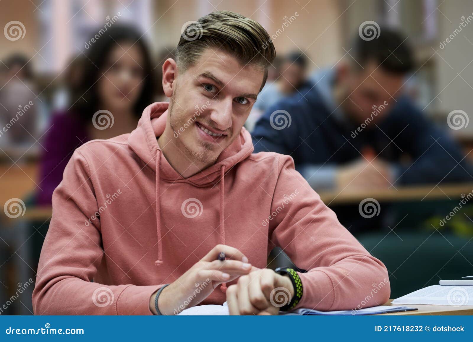 The Student Uses a Smartwatch in Math Class Stock Photo - Image of ...