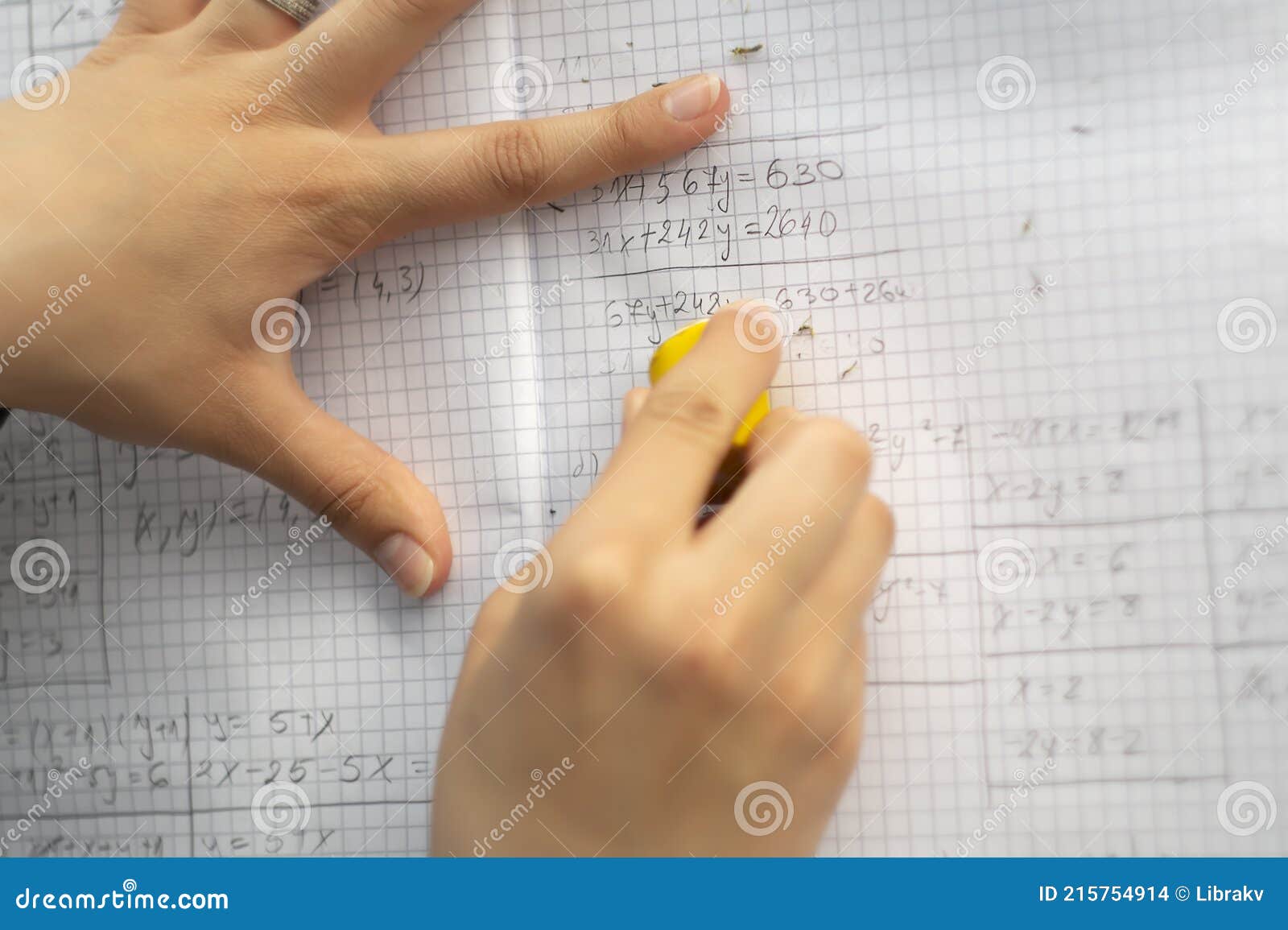 Student Using Eraser for Edit Mistake Stock Photo - Image of pencil ...