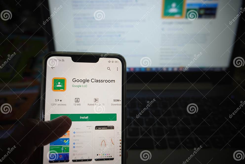 A Student Using Google Classroom on Android Phone. Google Classroom is ...