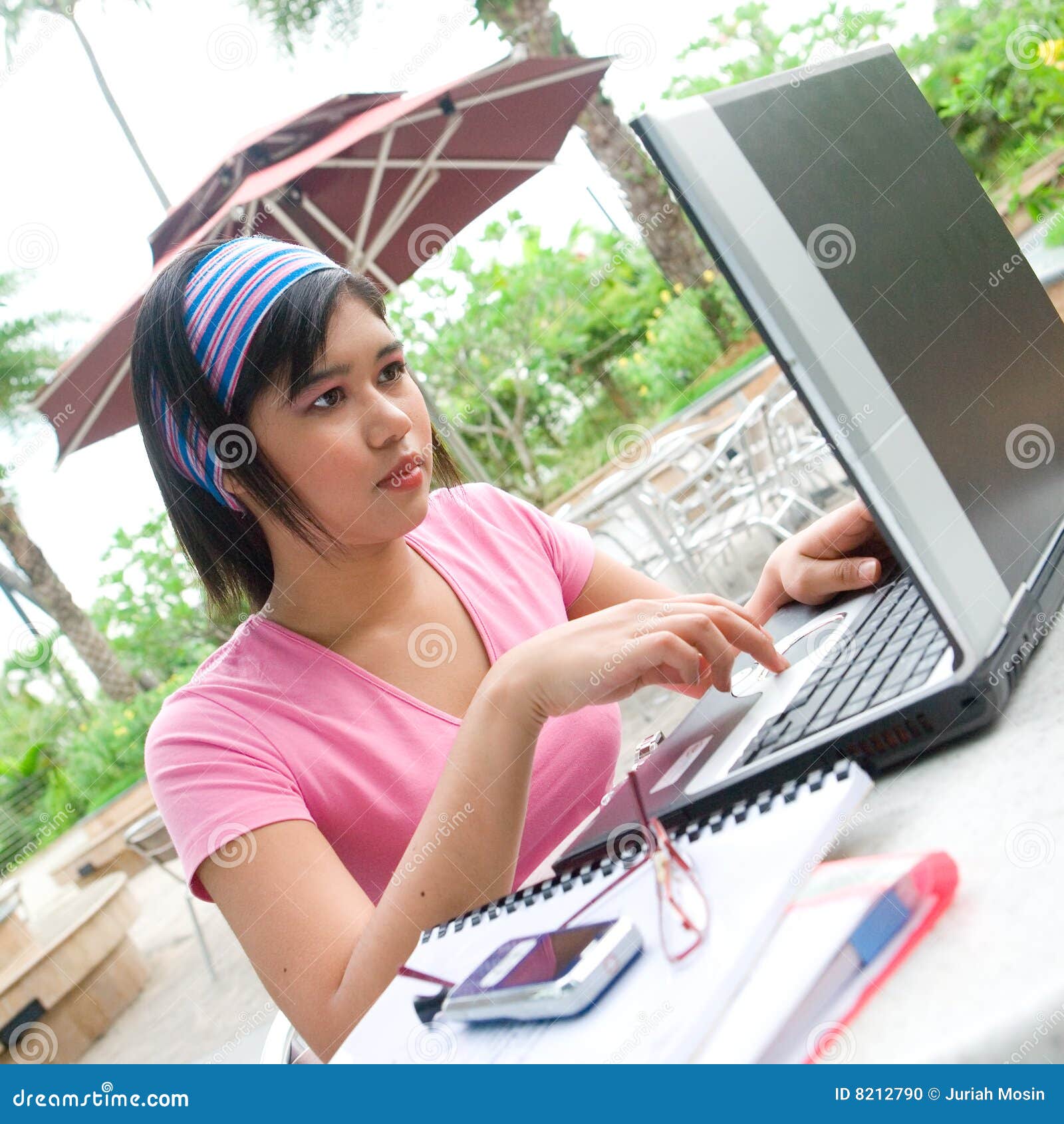 Student Using Her Laptop Computer Stock Photo - Image of daughter ...