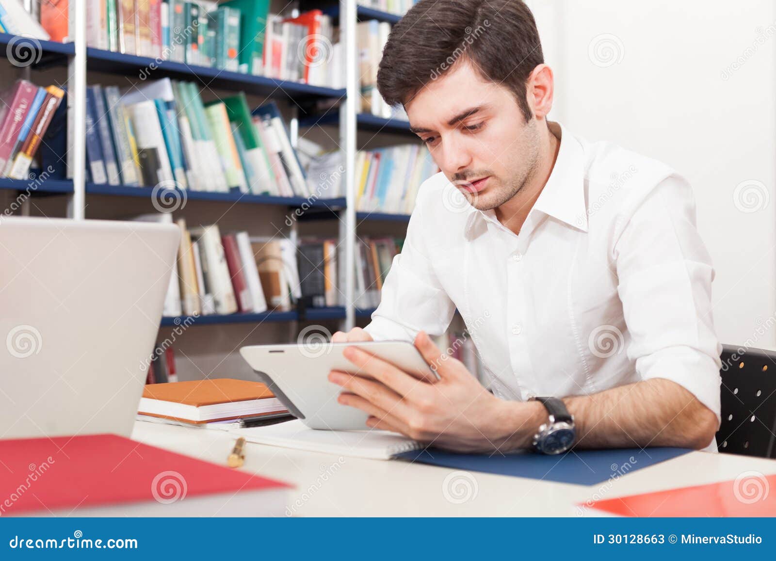 Student using his tablet stock image. Image of knowledge - 30128663