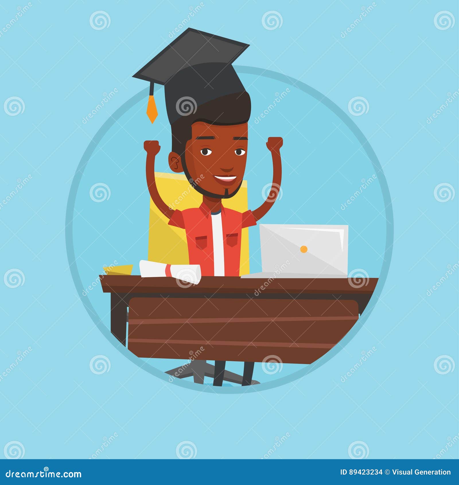 Student Using Laptop for Education. Stock Vector - Illustration of ...