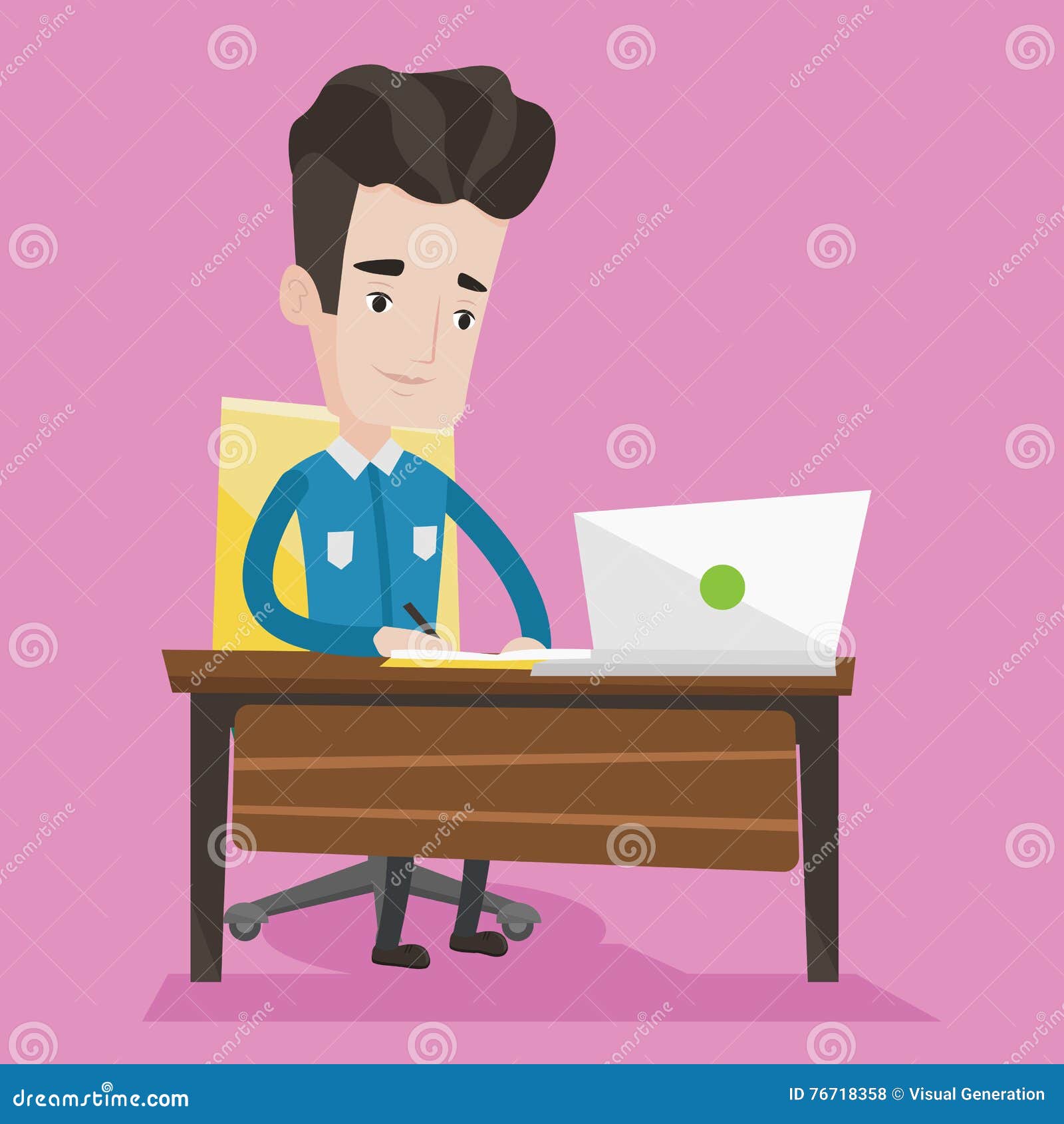 Student Using Laptop for Education. Stock Vector - Illustration of ...
