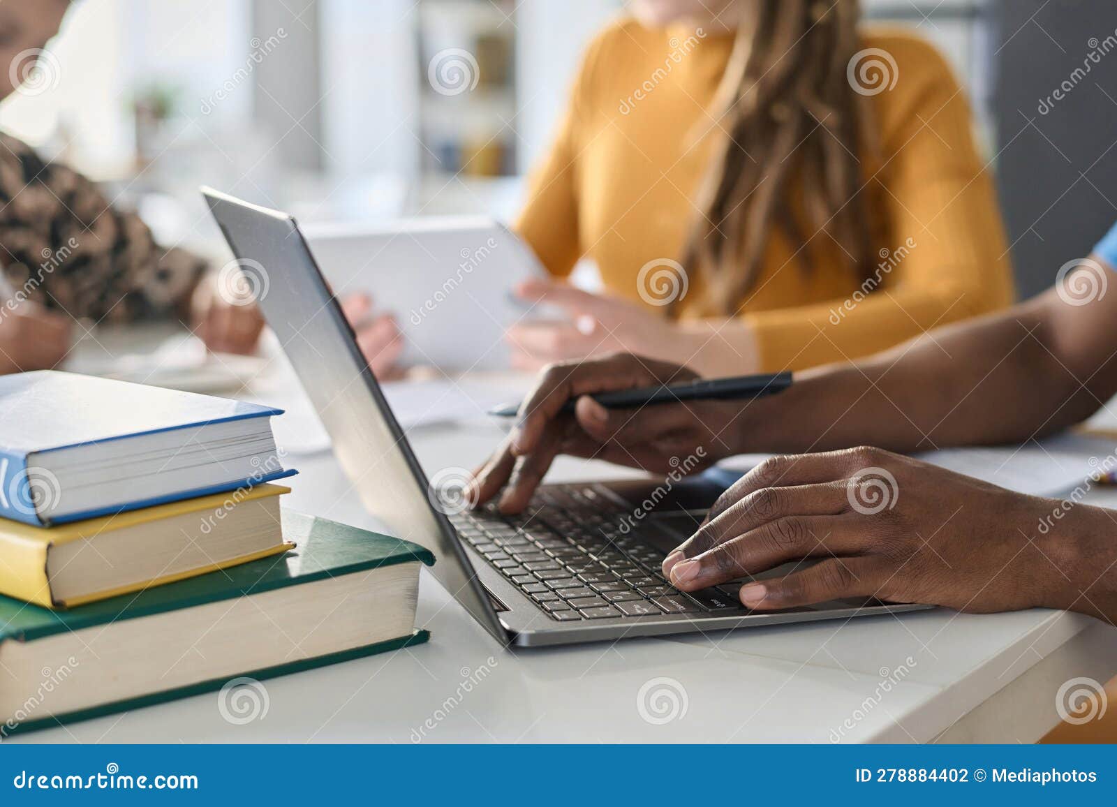 Student Using Laptop in His Study Stock Photo - Image of study ...