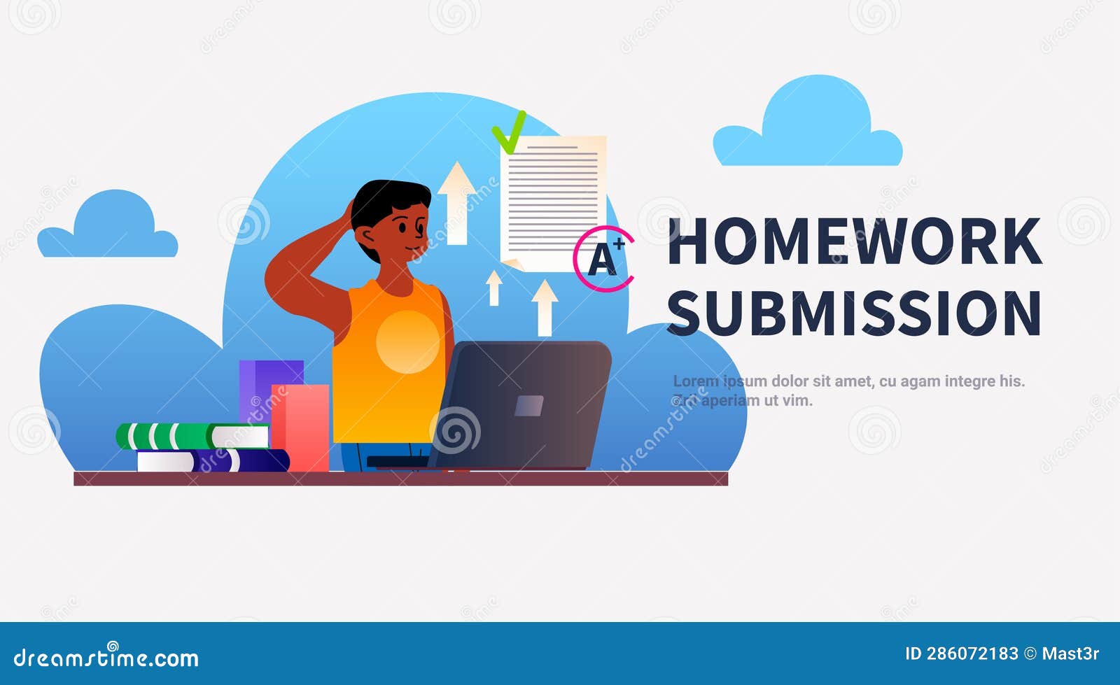Student Using Laptop Homework Submission E-learning Online Education ...