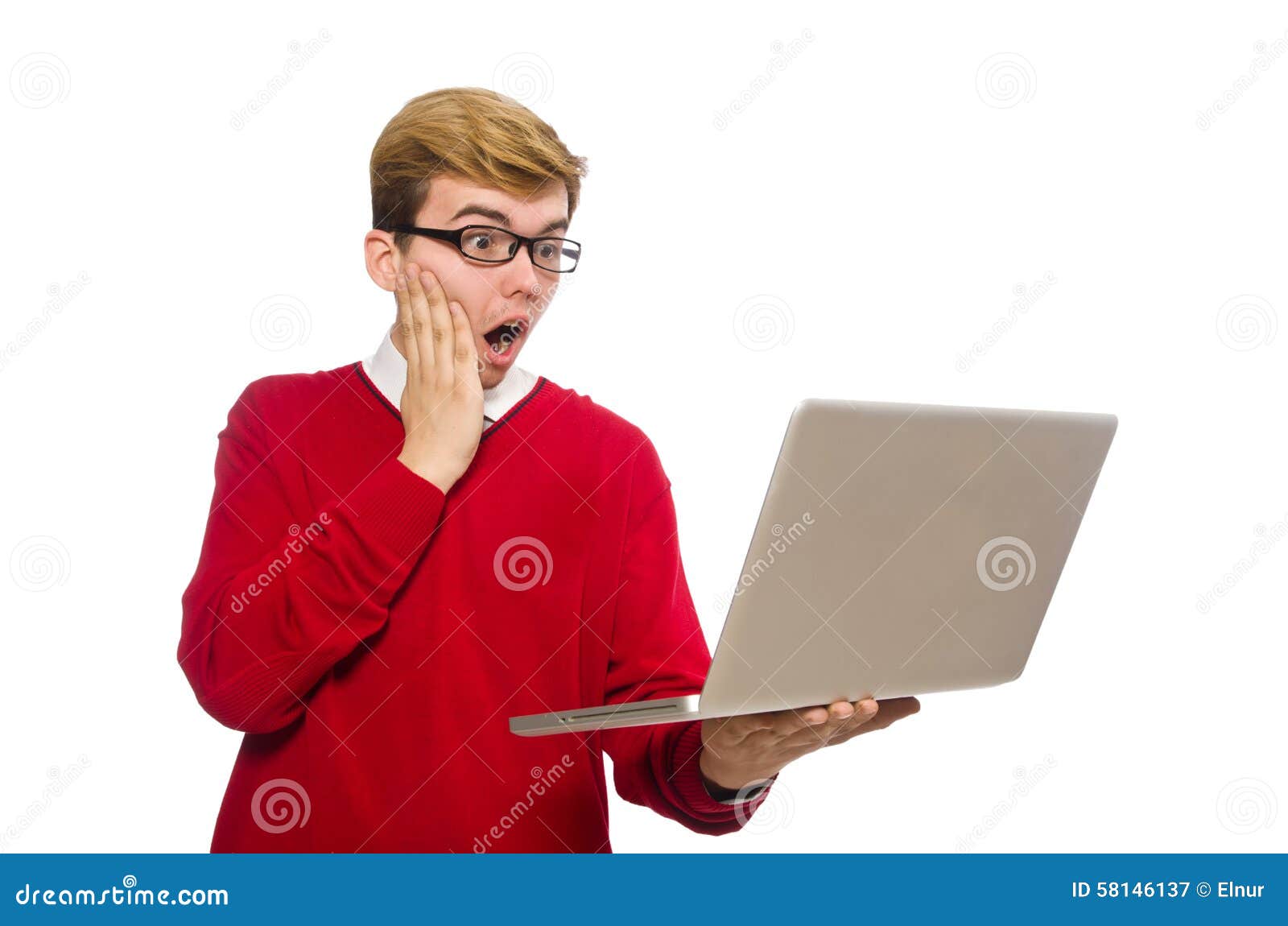 Student using laptop stock image. Image of hair, nerd - 58146137
