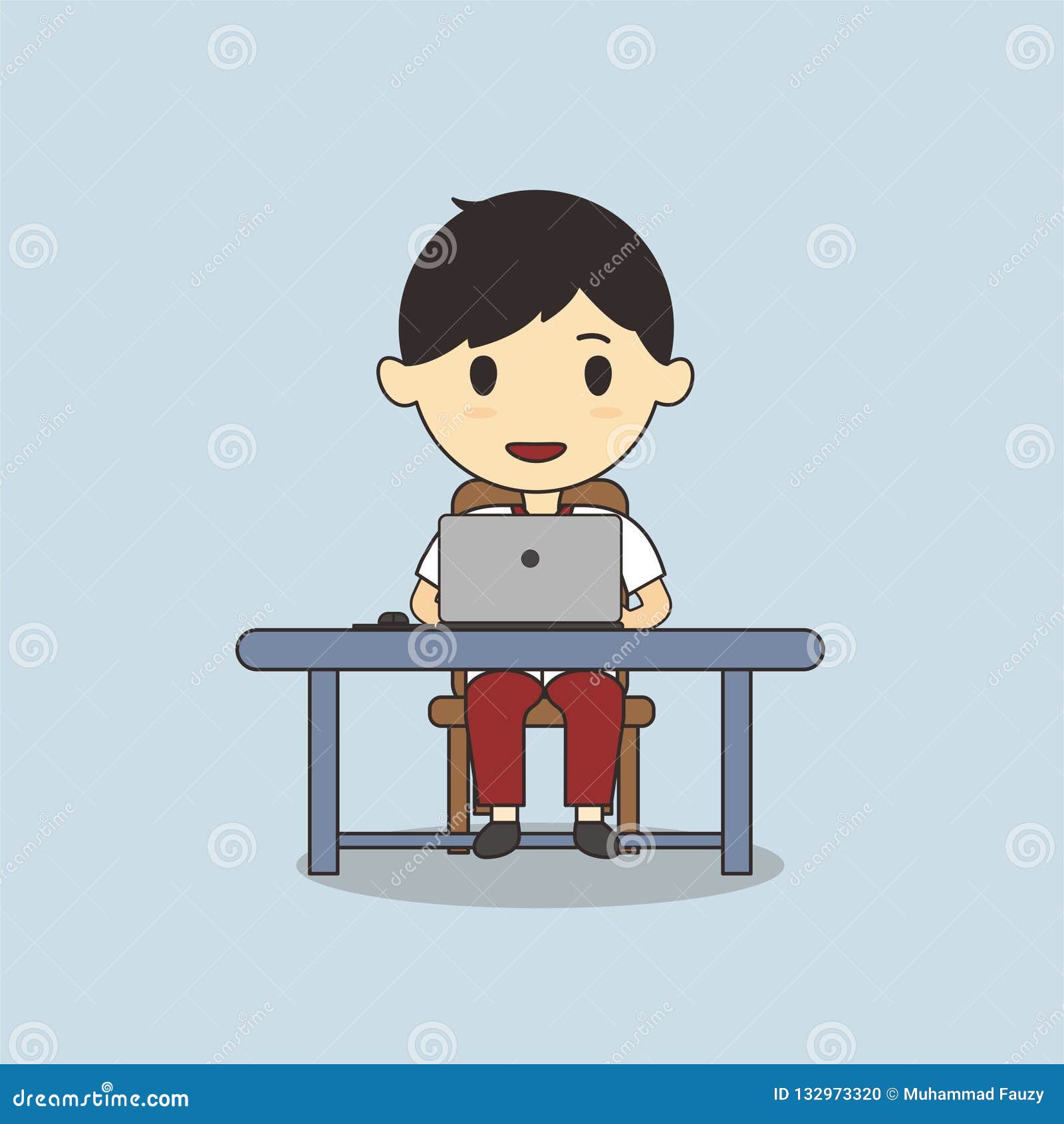 Student Using Laptop Vector Illustration Stock Vector - Illustration of ...