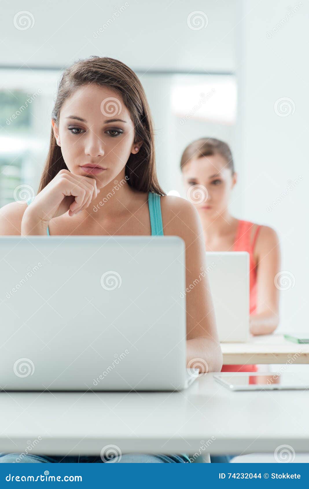 Student Using Laptops in the Classroom Stock Photo - Image of girls ...