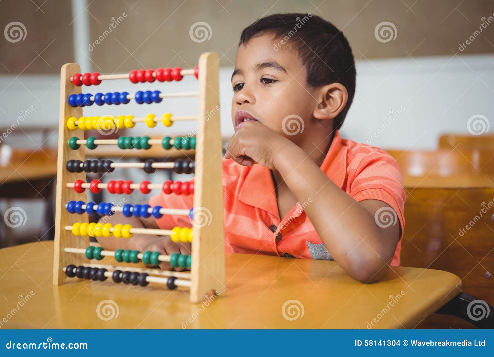 Student Using a Maths Abacus Stock Photo - Image of childhood, indoors ...