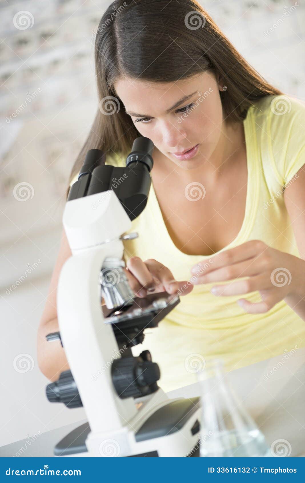 Student Using Microscope in Chemistry Class Stock Photo - Image of ...