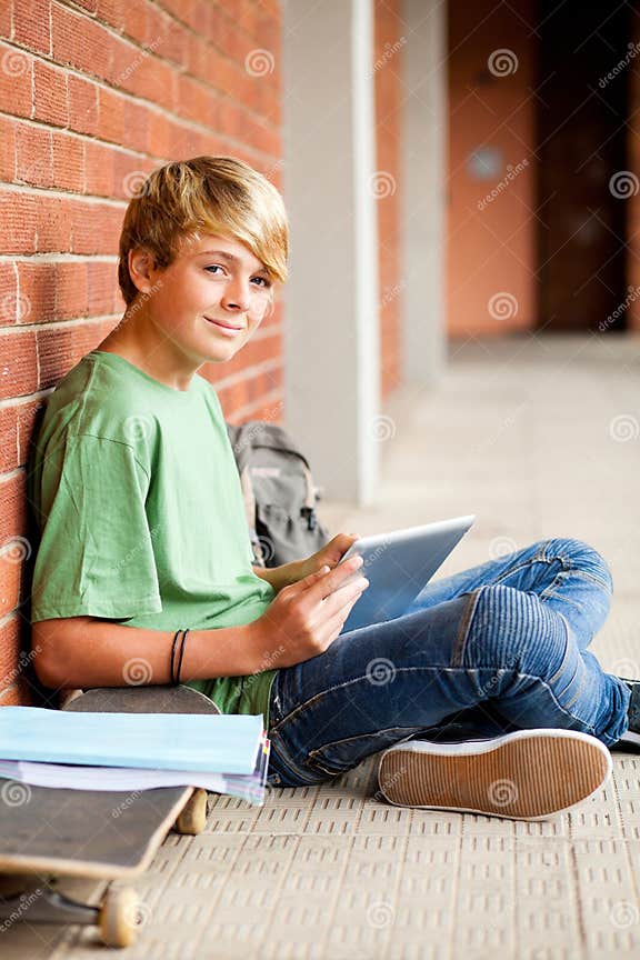 Student Using Tablet Computer Stock Image - Image of holding, green ...