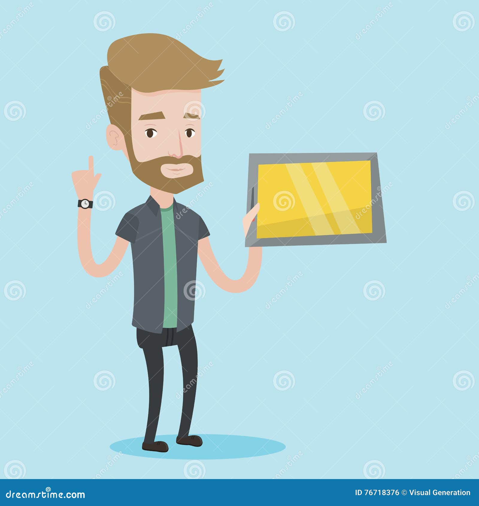 Student Using Tablet Computer Vector Illustration. Stock Vector - Illustration of school ...