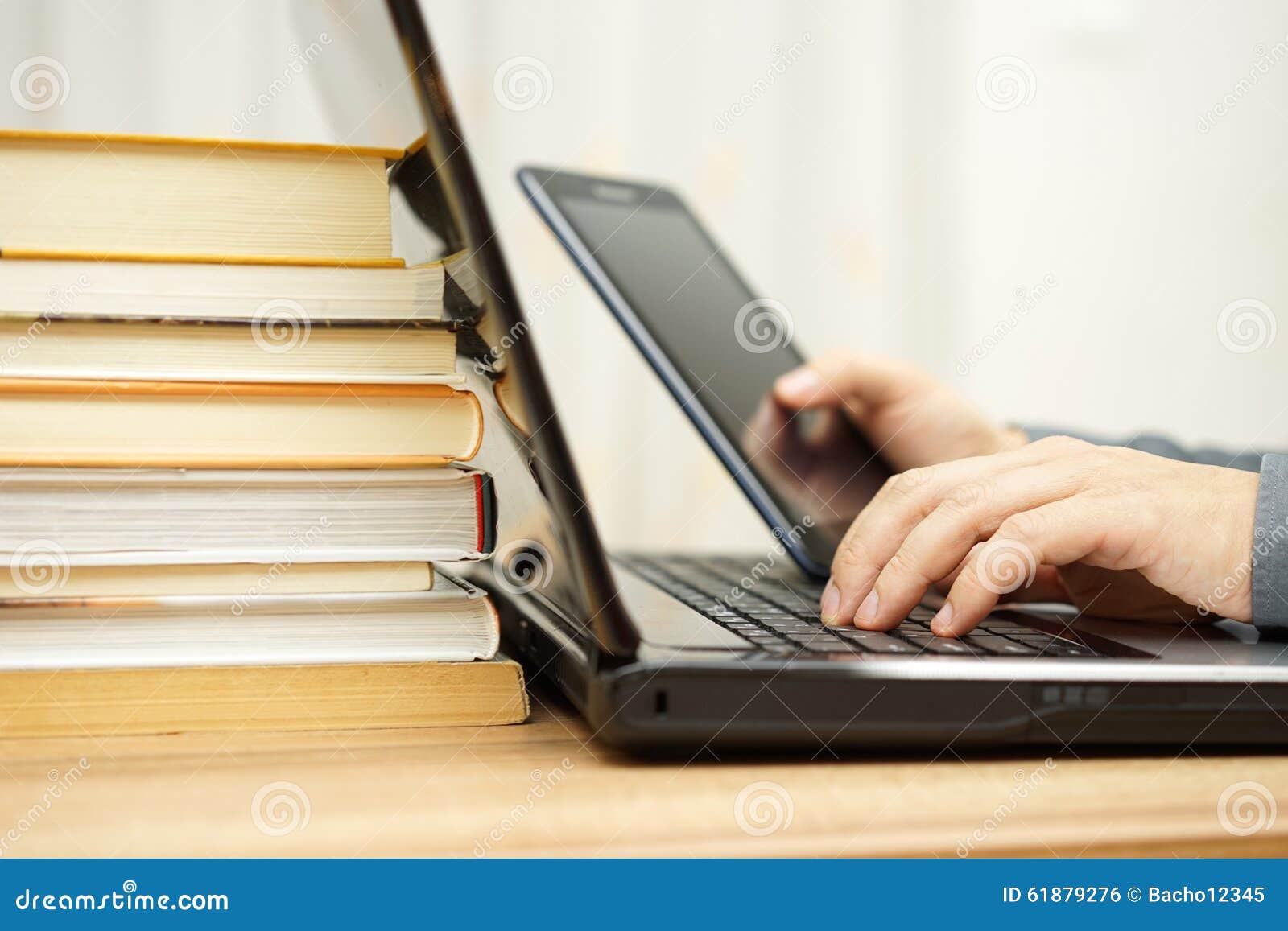 Student is Using Tablet Pc , Laptop Computer and Courseware at T Stock ...