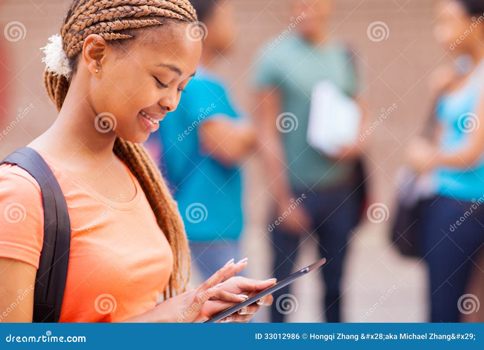Student using tablet stock photo. Image of close, happy - 33012986