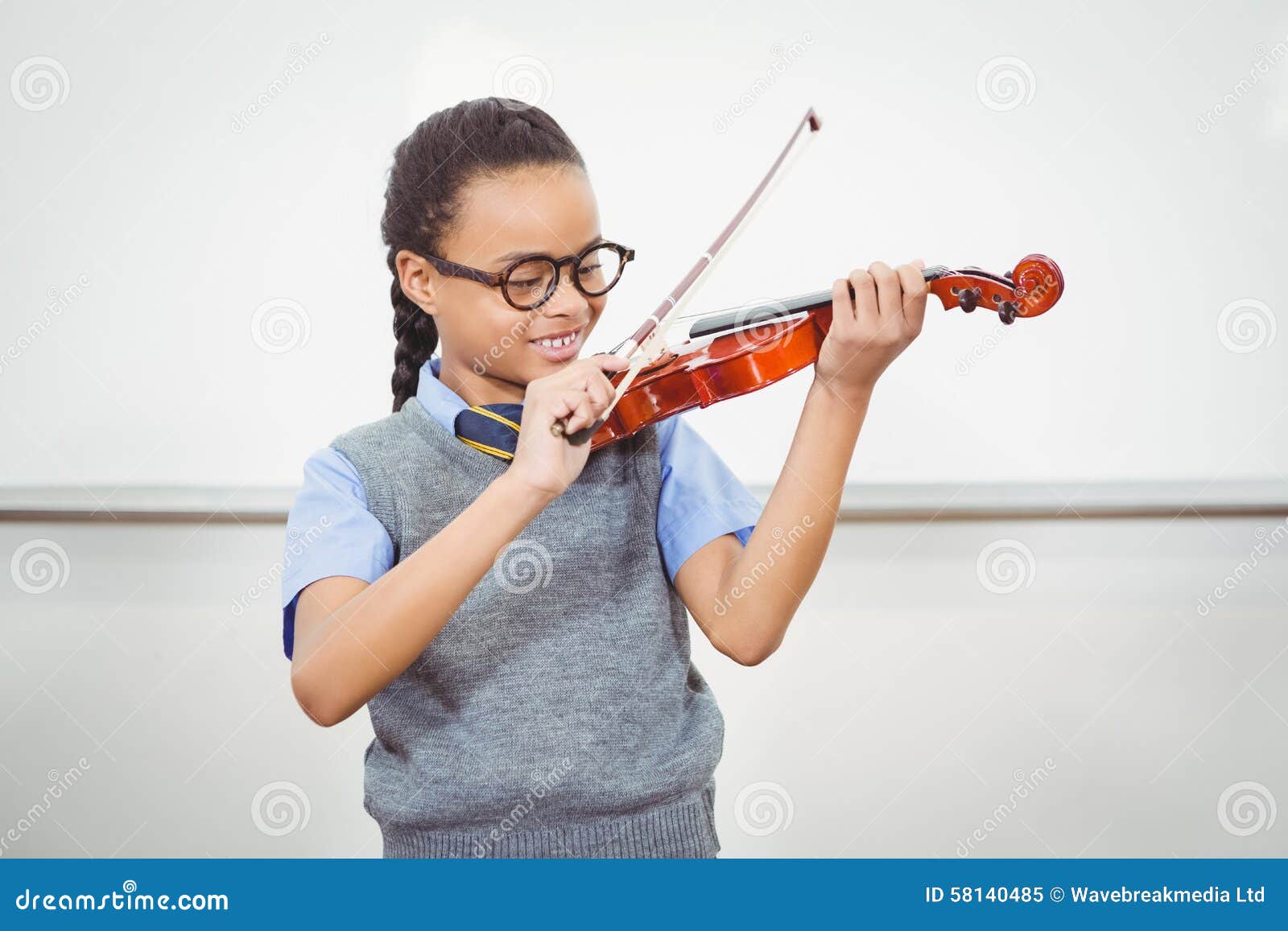 Student Using a Violin in Class Stock Image - Image of happy, violin ...