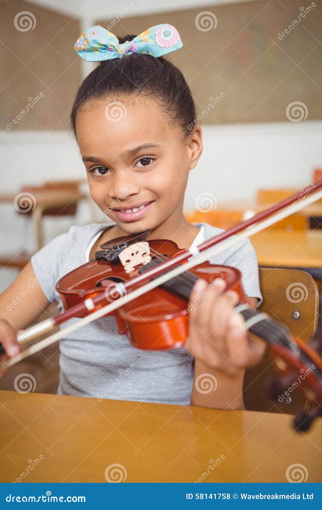 Student Using a Violin in Class Stock Photo - Image of back, person ...