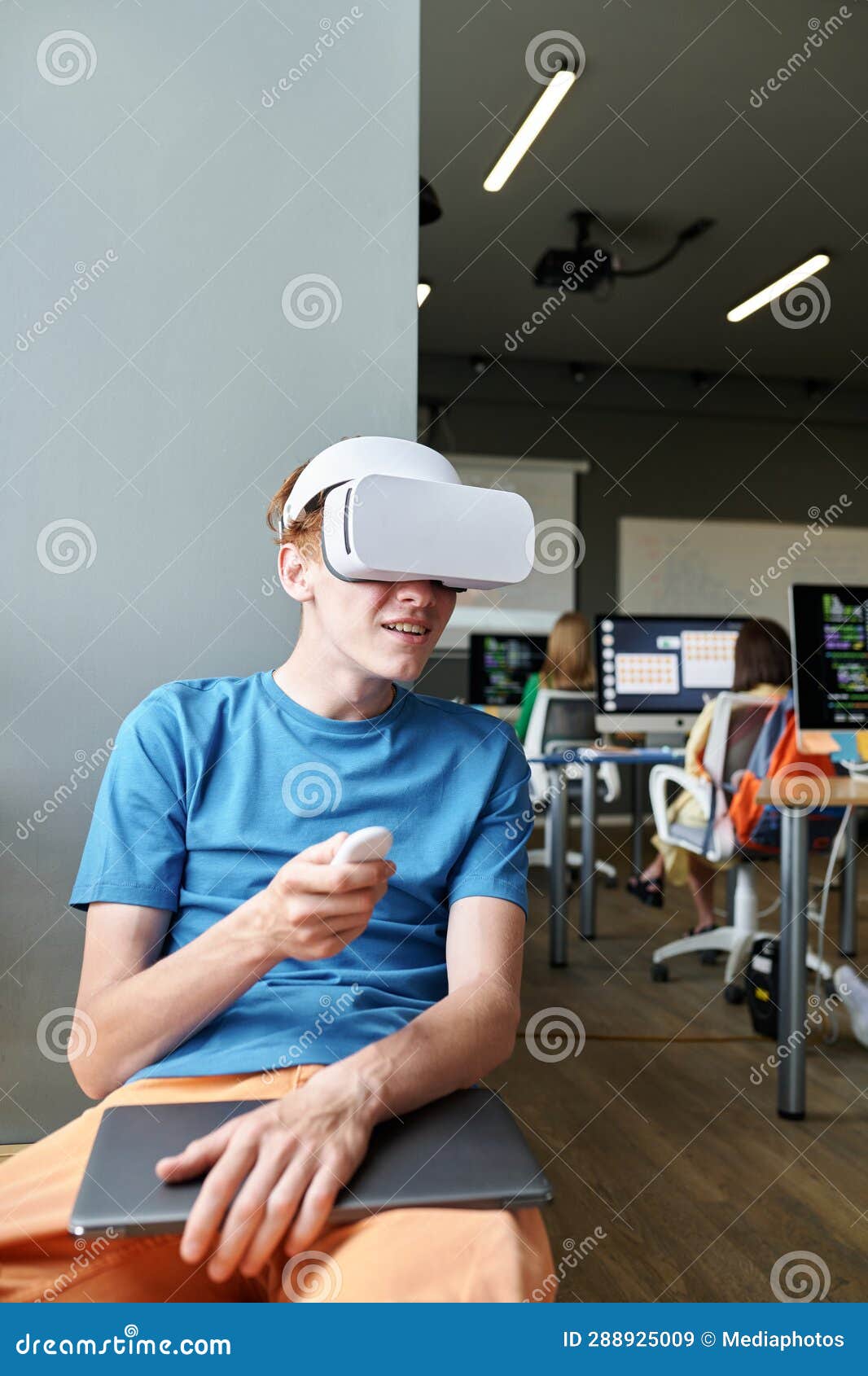 Student Using VR Glasses at Lesson Stock Image - Image of indoors ...